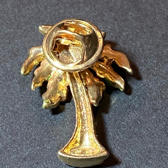 Vintage | Jewelry | Vintage Gold Rhinestone Enamel Palm Tree Pin | Poshmark